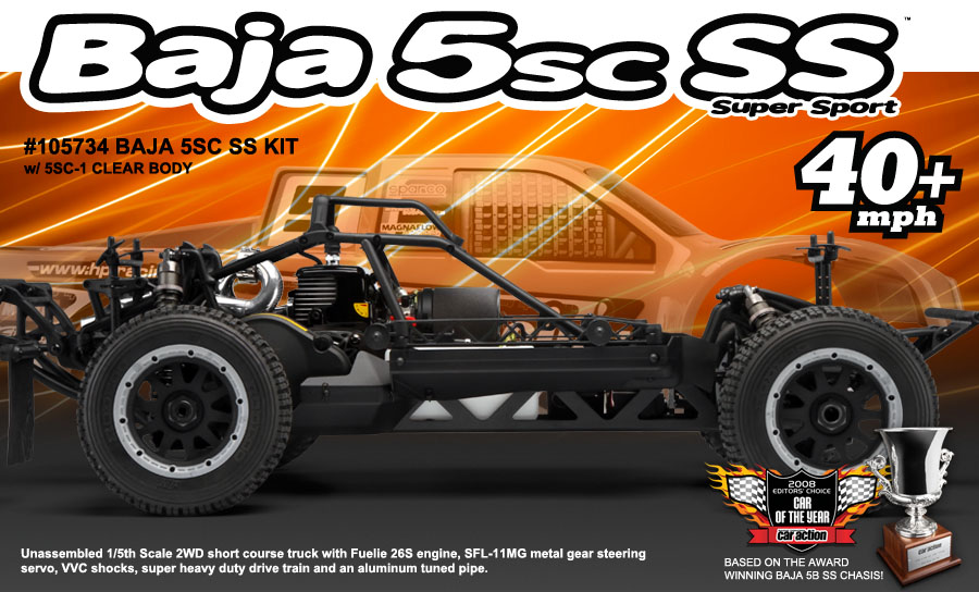 1:5 Baja 5SC SS kit版 26cc電油偈 8000 RPM clutch金屬死氣喉 HD尾狗骨 (HPI) 現貨 - 快捷模型 ...