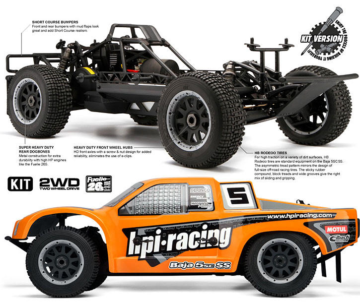 1:5 Baja 5SC SS kit版 26cc電油偈 8000 RPM clutch金屬死氣喉 HD尾狗骨 (HPI) 現貨 - 快捷模型 ...